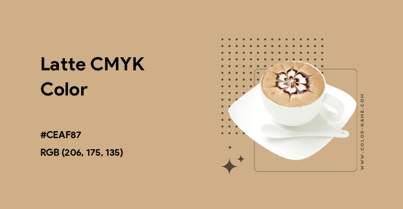 Latte CMYK color hex code is #CEAF87