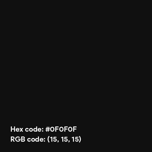 Clean Black color hex code is #0F0F0F