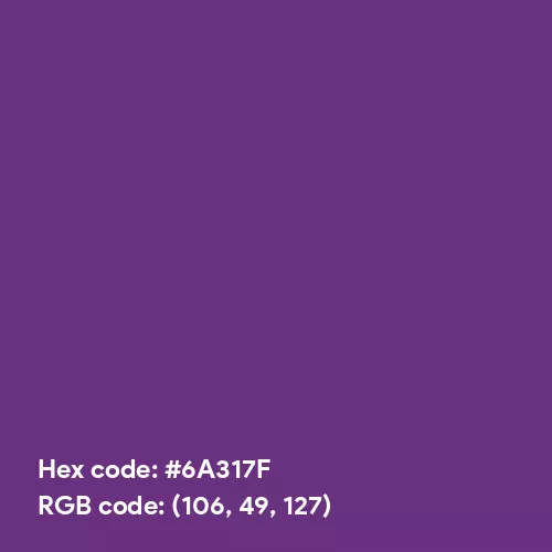 Purple CMYK color hex code is #6A317F