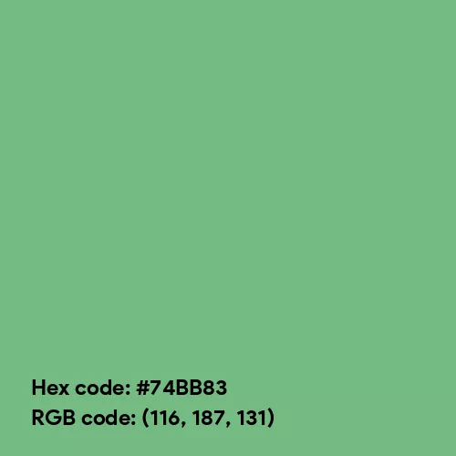 Jade Stone Green color hex code is #74BB83