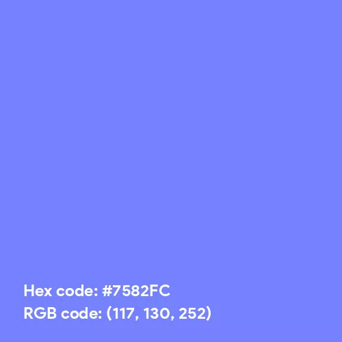 Blue Aura color hex code is #7582FC