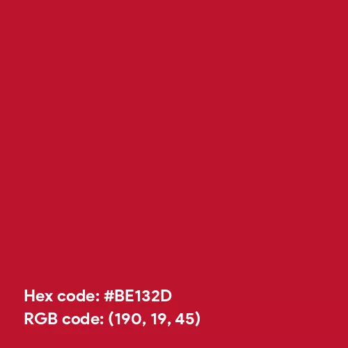 Chinese Red (Pantone) color hex code is #BE132D