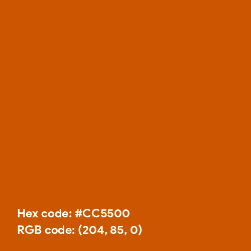 #CC5500 Color name is Burnt Orange