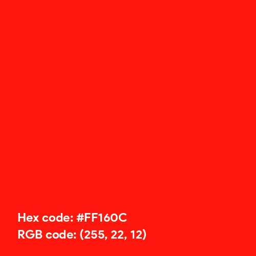 Bright Red color hex code is #FF160C